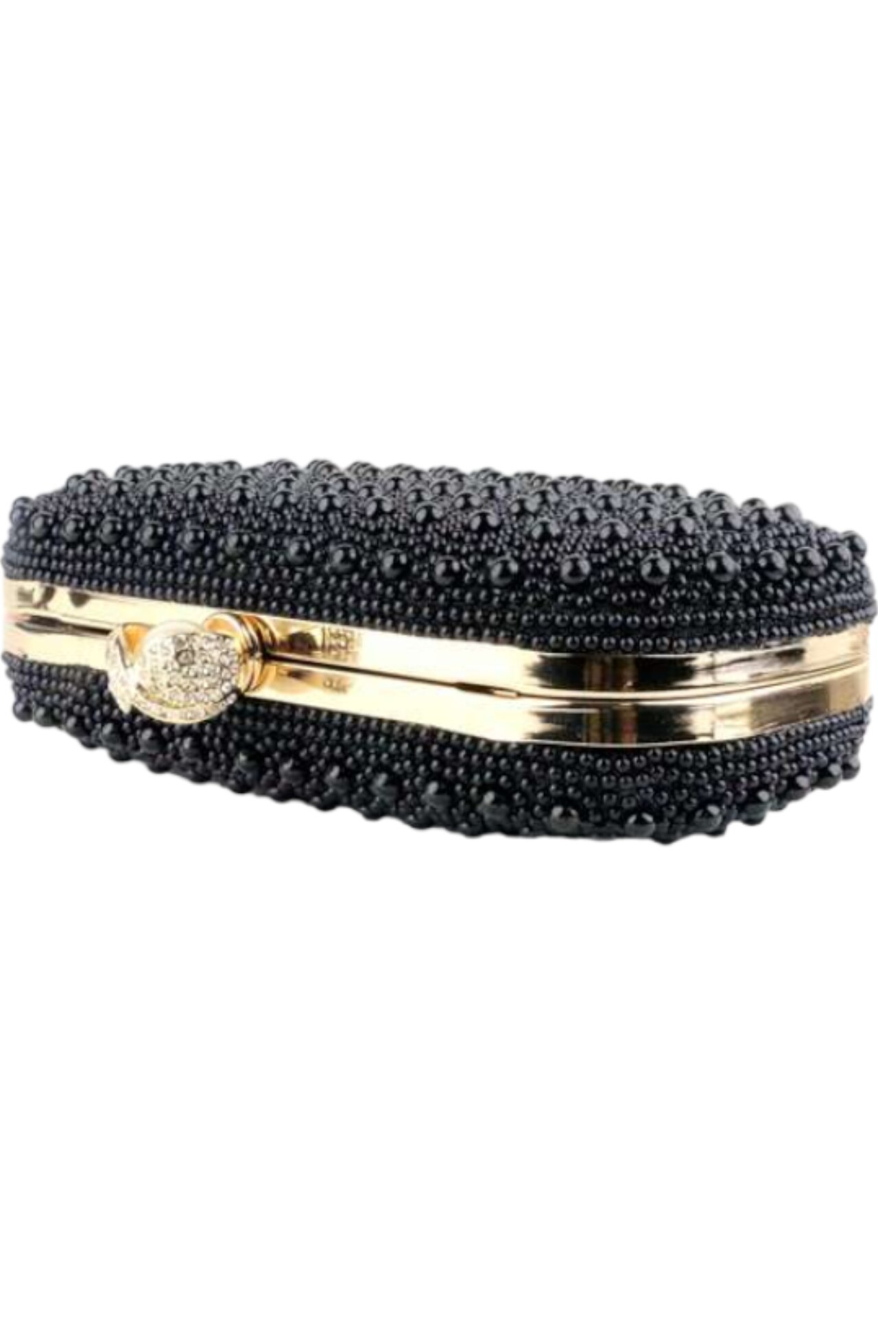 Poseta neagra, decorata cu perlute mici, model clutch - eMAG.ro