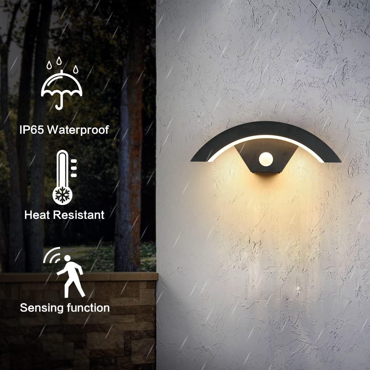 Lampa de perete LED cu senzor de miscare pentru exterior, Goeco, gri ...