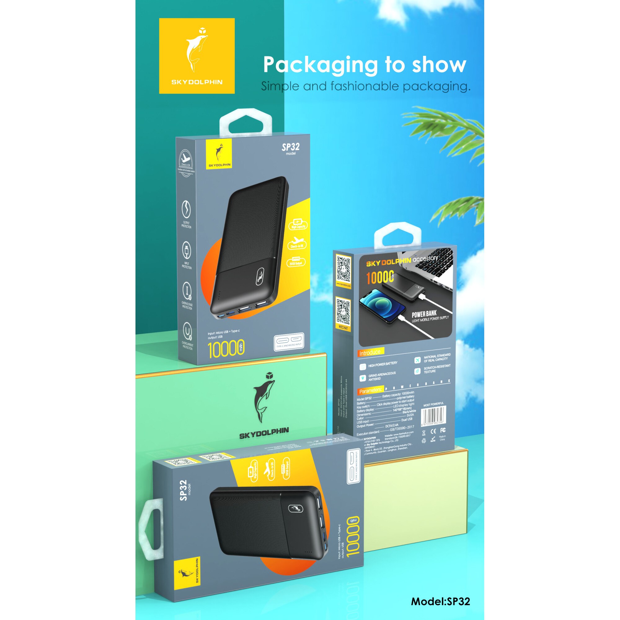 Baterie externa, SkyDolphin, 10000mAh, MicroUSB C, Negru - eMAG.ro