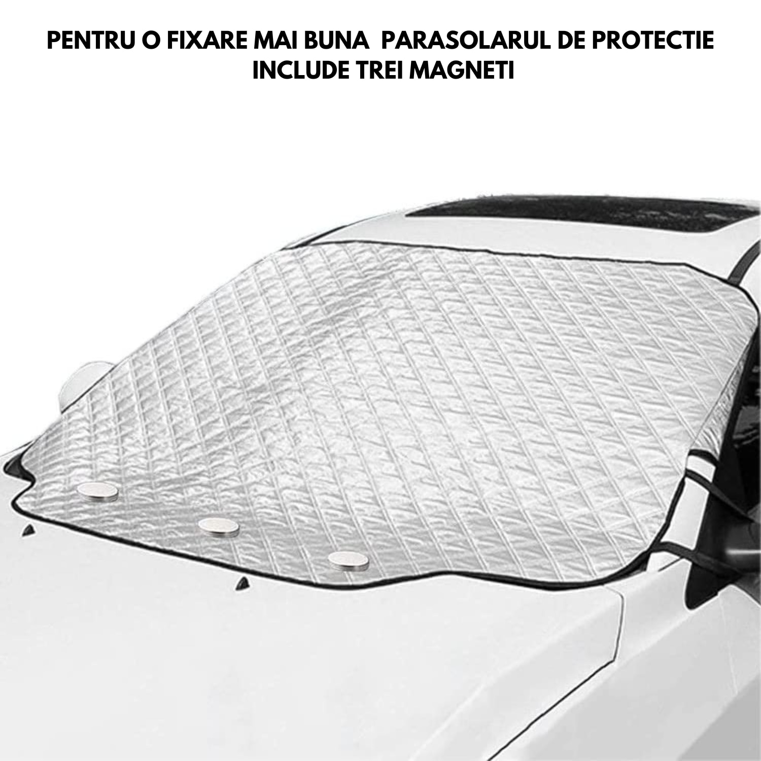 Parasolar pentru protectie parbriz cu 3 magneti, anti inghet, material ...