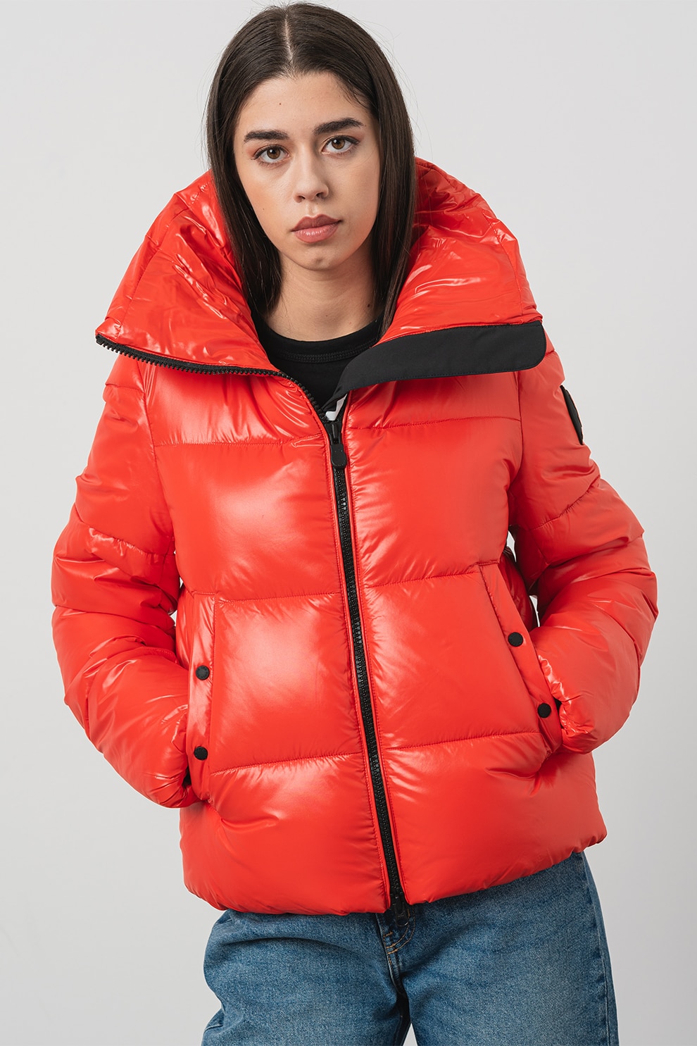 Save the Duck, Подплатено зимно яке Isla с уголемена яка, Аленочервен ...