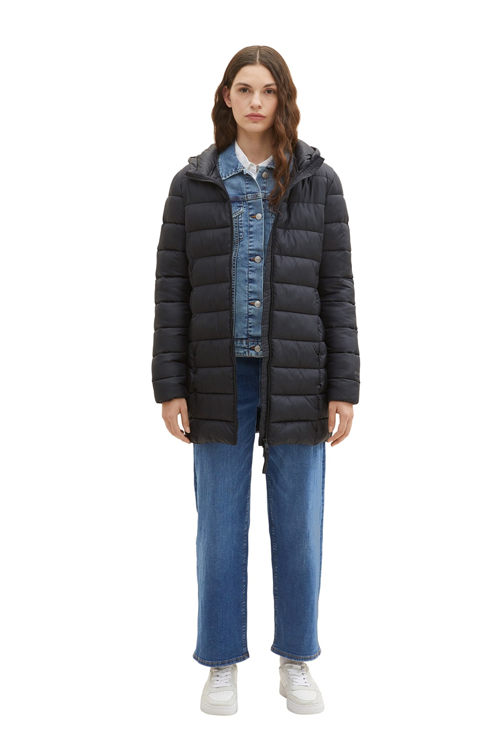 Tom Tailor, Geaca usoara matlasata cu gluga, Negru, L - eMAG.ro