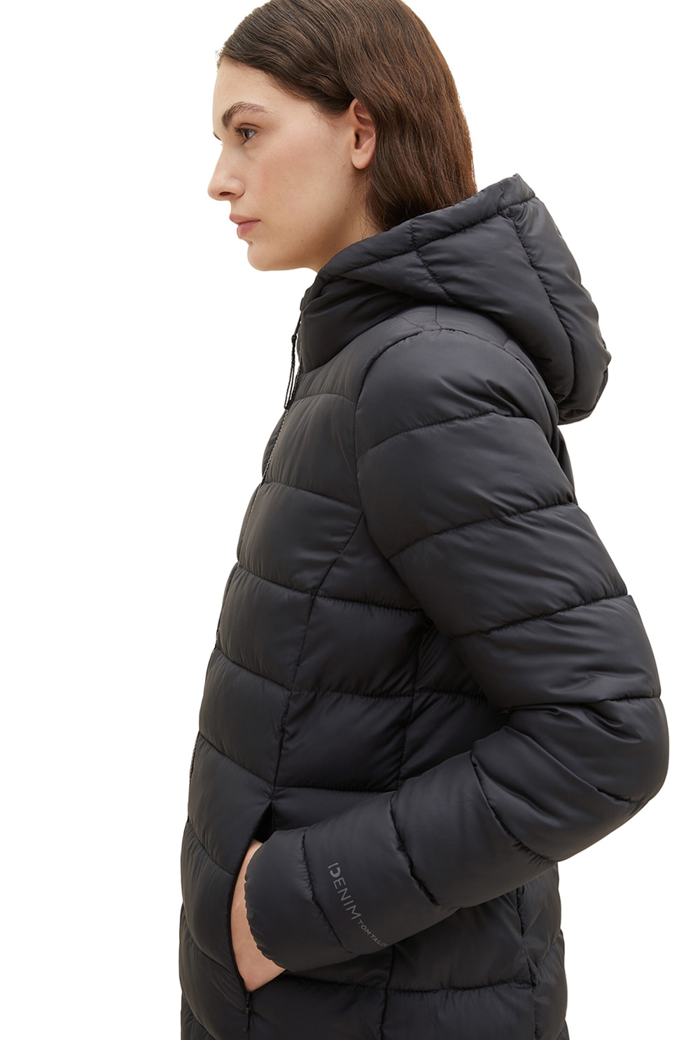 Tom Tailor, Geaca usoara matlasata cu gluga, Negru, L - eMAG.ro