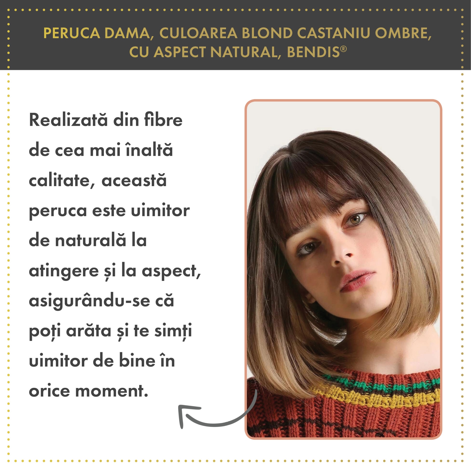 Peruca dama, culoarea Blond Castaniu Ombre, fibra Premium Futura Heat ...