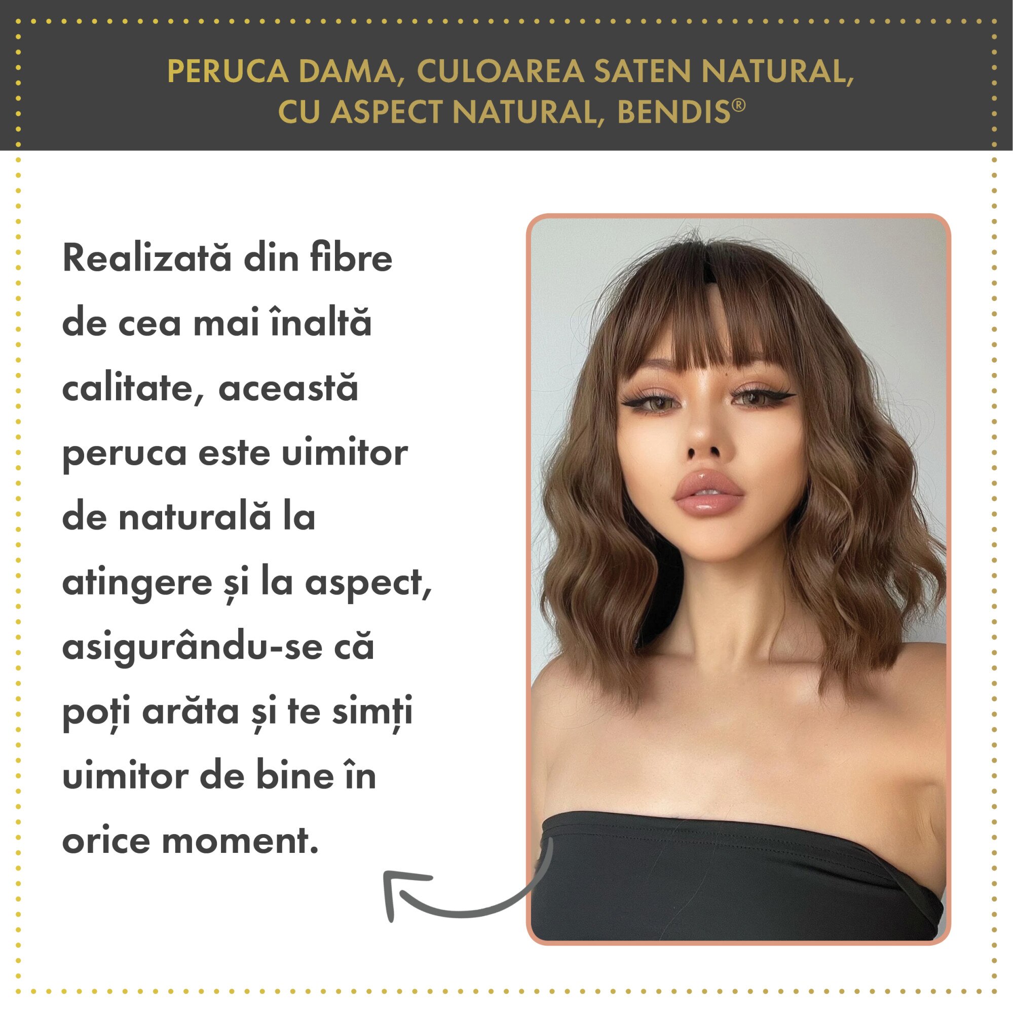 Peruca dama, culoarea Saten Natural, fibra Premium Futura Heat cu ...