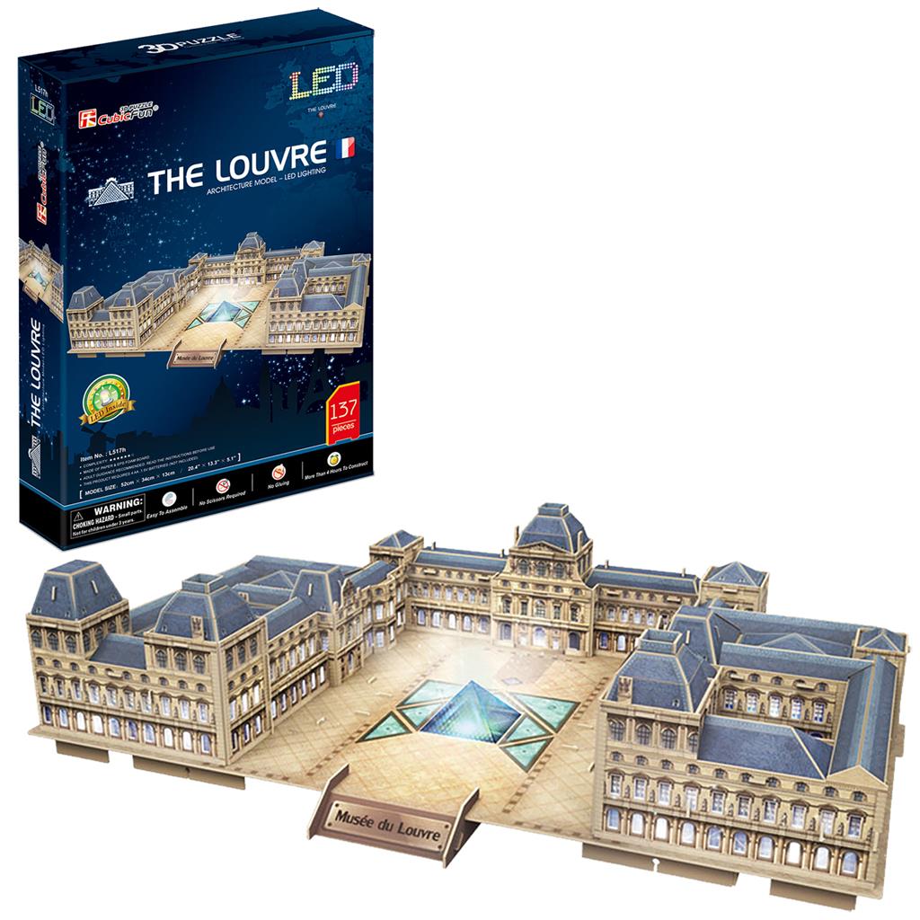 Puzzle 3D Cubic Fun LED - Muzeul Louvre, 137 piese - eMAG.ro