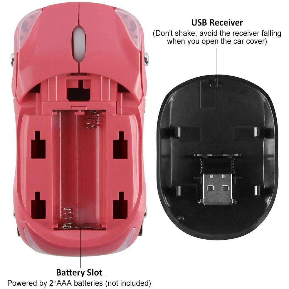 Mouse fara fir, Excitat®, 2,4 GHz, USB, forma masina sport, roz - eMAG.ro