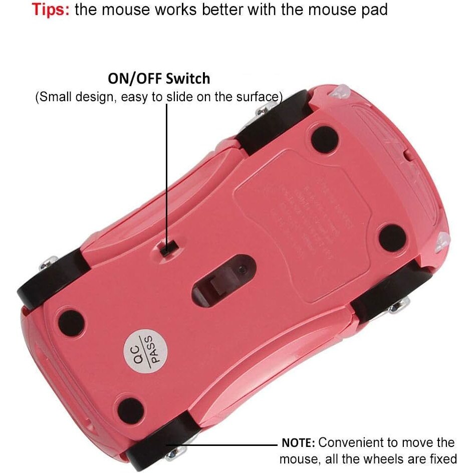 Mouse fara fir, Excitat®, 2,4 GHz, USB, forma masina sport, roz - eMAG.ro