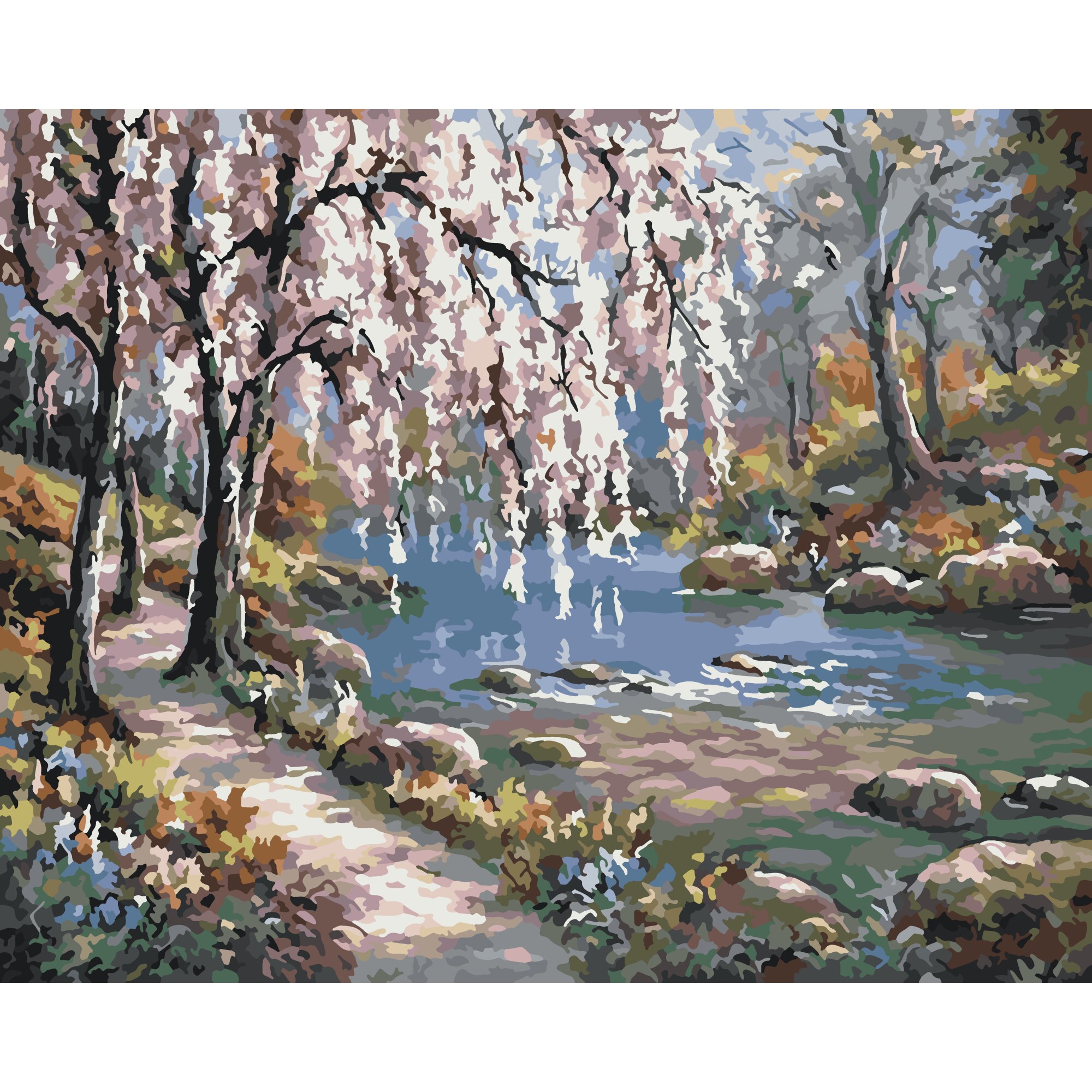 Set pictura pe numere Priveliste natura 3566, panza bumbac pe rama lemn ...