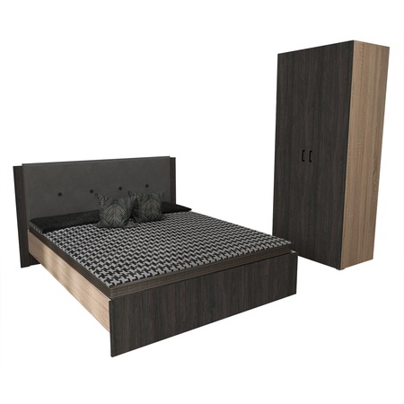 Set Dormitor JUMBO 02, pat 160x200, dulap, Carcasa PAL Sonoma, Fete PAL ...