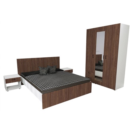 Set Dormitor JUMBO 07, pat 140x200, noptiere, 2 dulapuri, oglinda ...