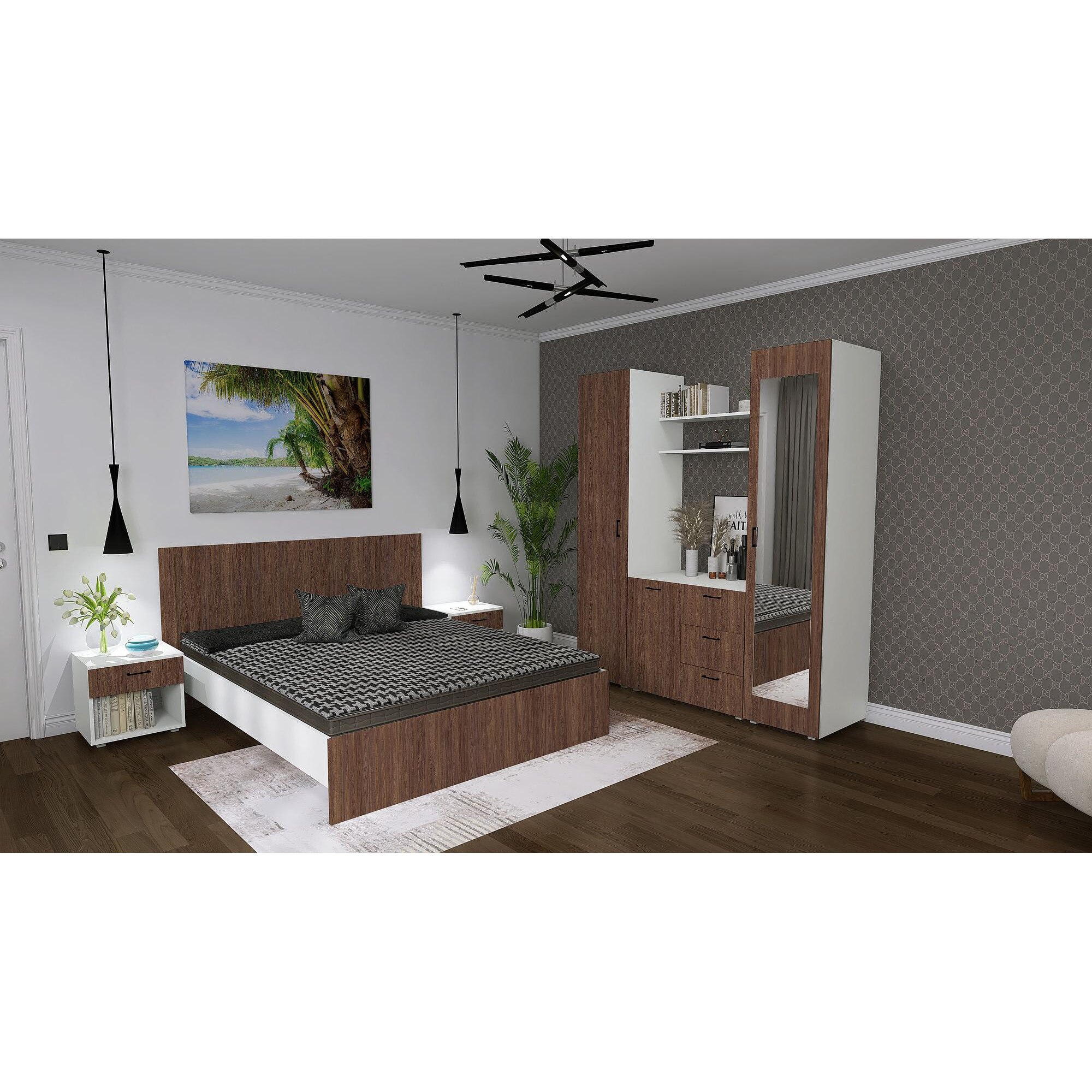 Set Dormitor JUMBO 17, pat 140x200, noptiere, 2 dulapuri, comoda cu ...