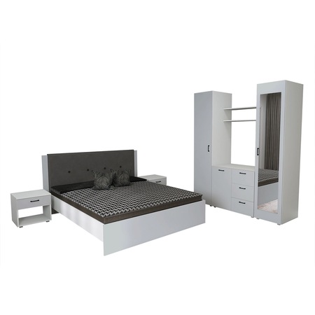 Set Dormitor JUMBO 17, pat 140x200, noptiere, 2 dulapuri, comoda cu ...