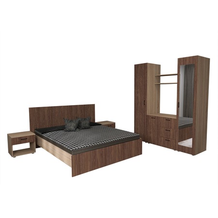 Set Dormitor JUMBO 17, pat 140x200, noptiere, 2 dulapuri, comoda cu ...
