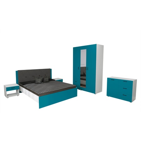 Set Dormitor JUMBO 20, pat 160x200, noptiere, 2 dulapuri, comoda cu ...