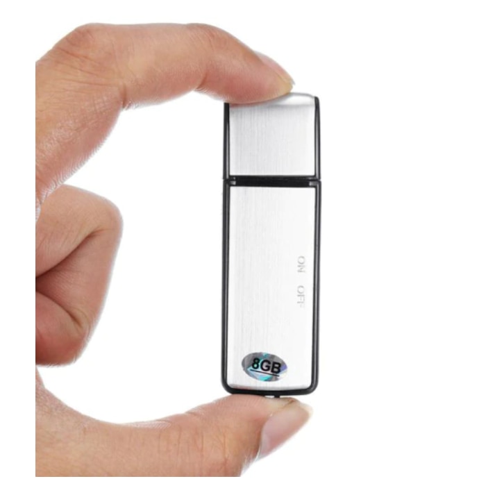 Stick USB Spion Reportofon 18 ore Autonomie, 90 ore inregistrare, 8GB ...