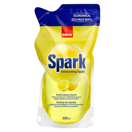 Set 4 x Rezerva Detergent Lichid de Vase Sano Spark Lamaie, 500 ml ...