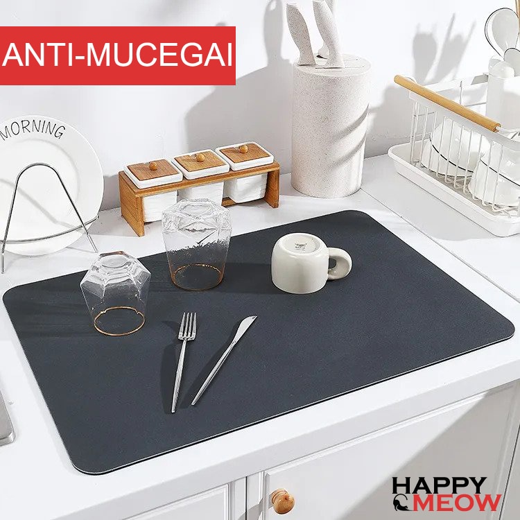 Covoras absorbant anti-alunecare pentru blat de bucatarie Happy Meow ...