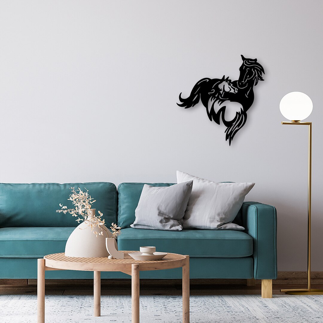 Decor Perete, MDF, Forma Cal fara Rama, 50cmX40cm, Negru - eMAG.ro