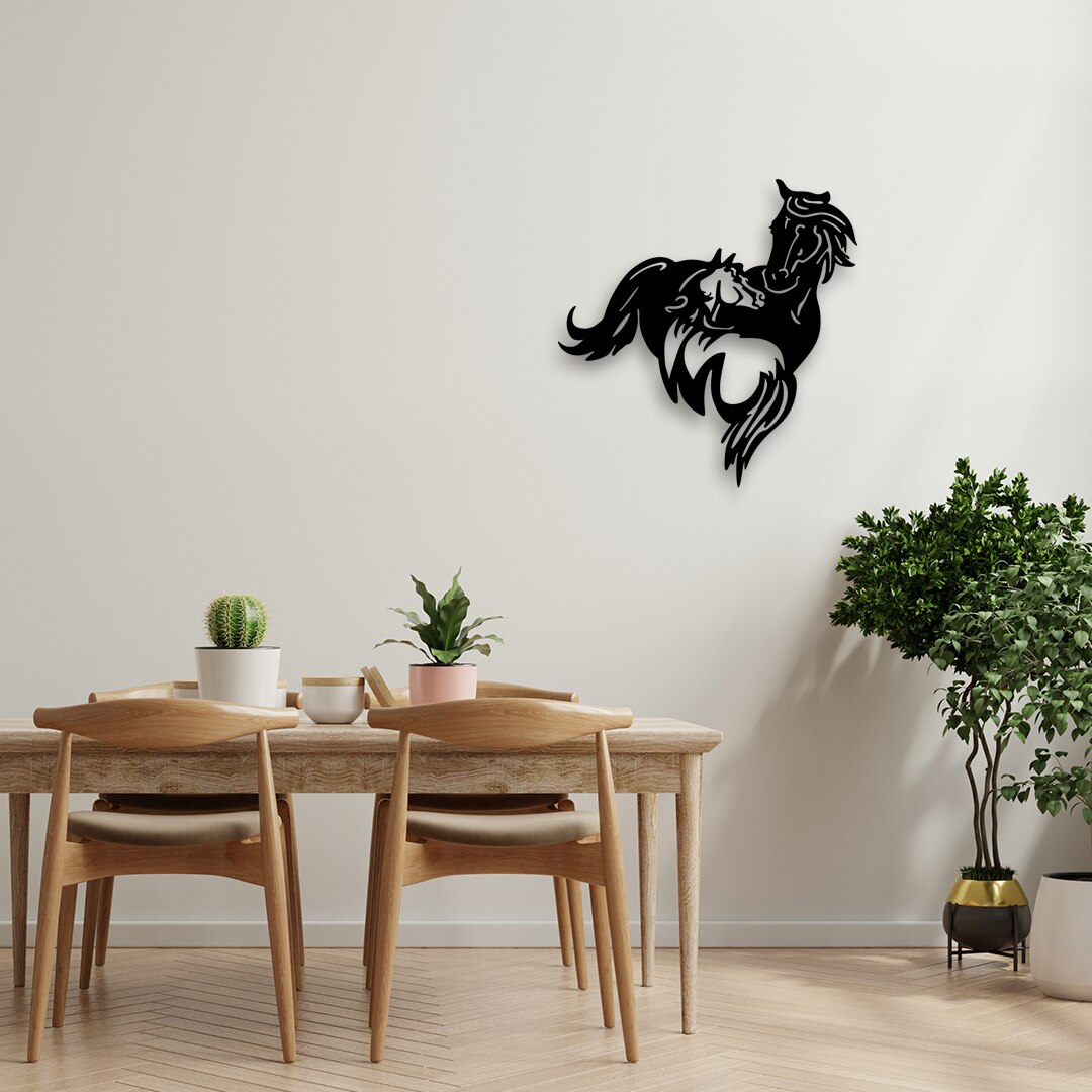 Decor Perete, MDF, Forma Cal fara Rama, 50cmX40cm, Negru - eMAG.ro