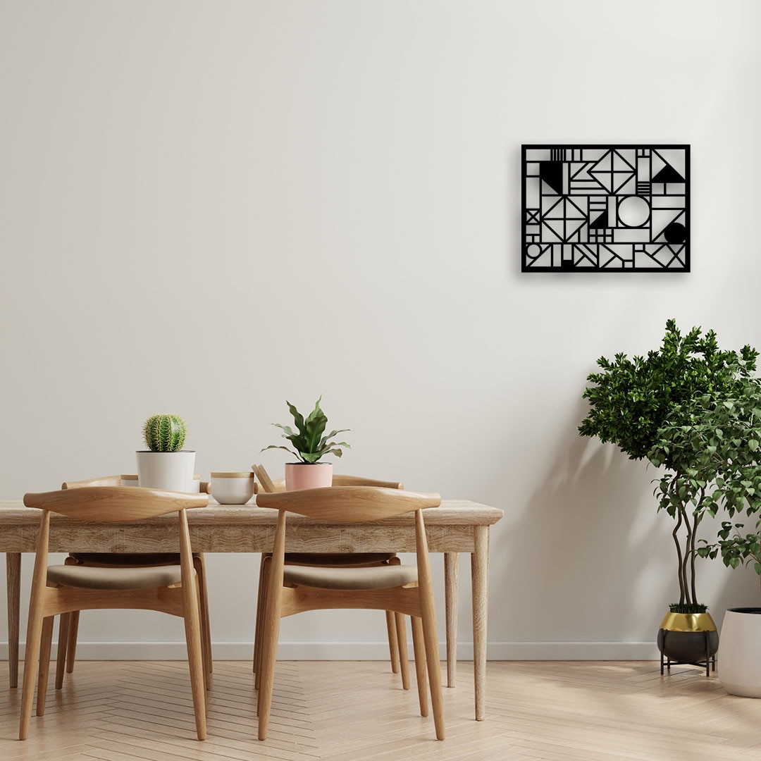 Decor Perete, MDF, Geometric, 50cm X 40cm, Negru - eMAG.ro