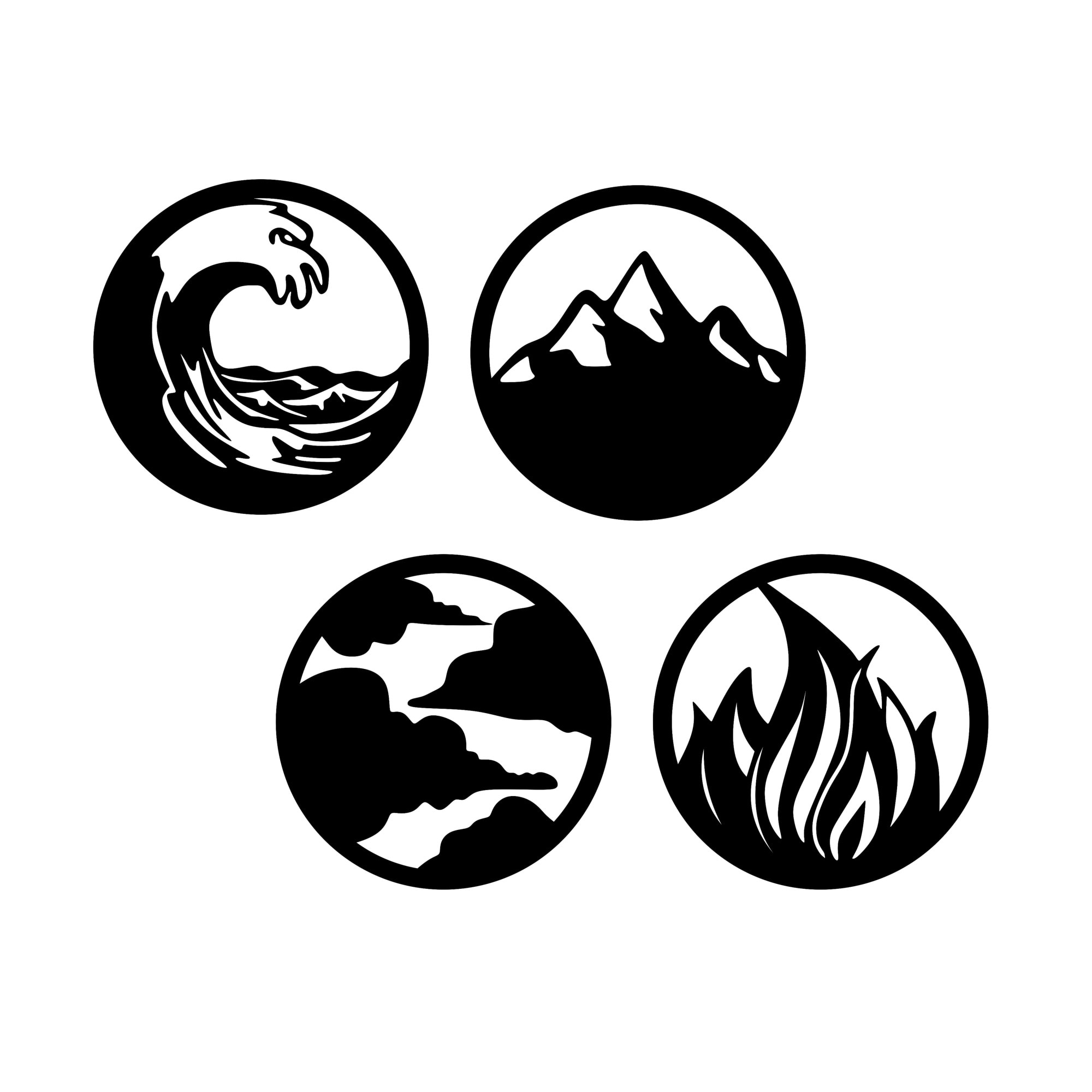 Decor Perete, MDF, Rotund, Forma 4 Elemente, 4 Bucatii cu 25cm,, Negru ...