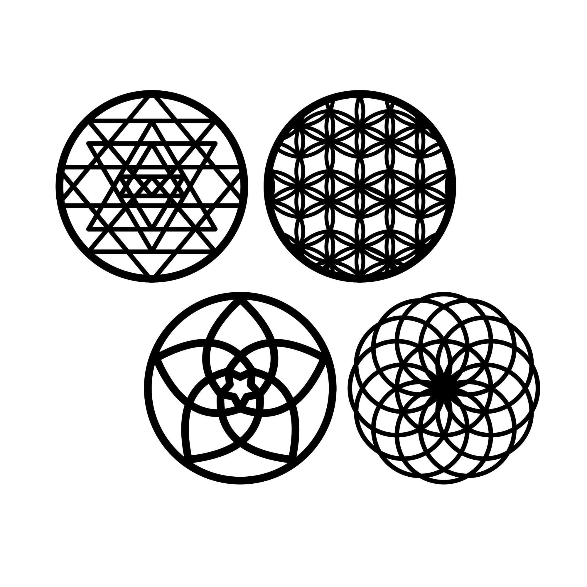 Decor Perete, MDF, Rotund, Forma 4 Elemente, 4 Bucatii fiercare Radius ...