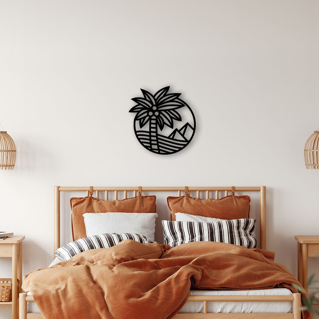 Decor Perete, MDF, Rotund, Forma Palmier, Negru - eMAG.ro