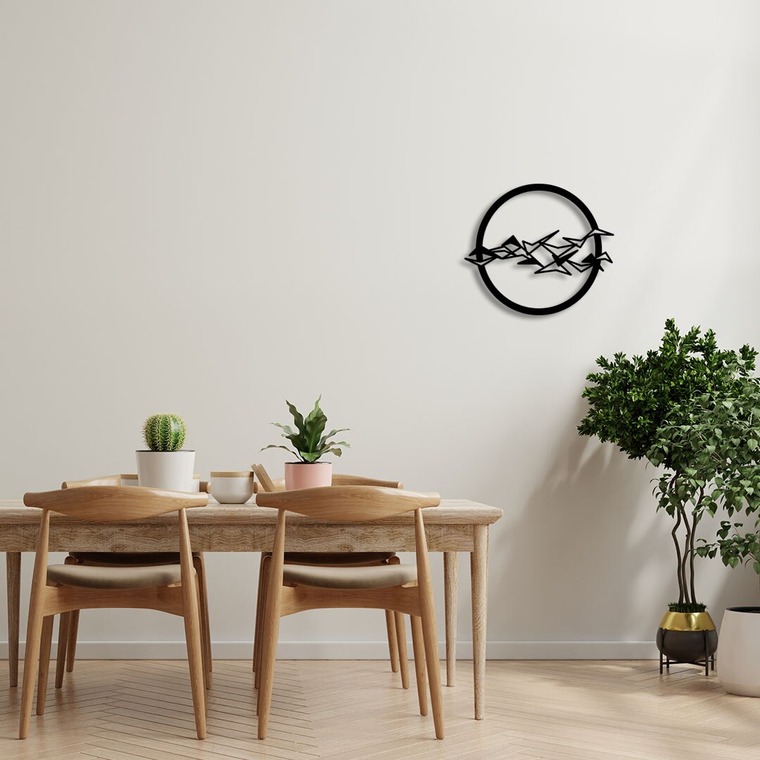 Decor Perete, MDF, Rotund, Forma Pasari, Negru - eMAG.ro