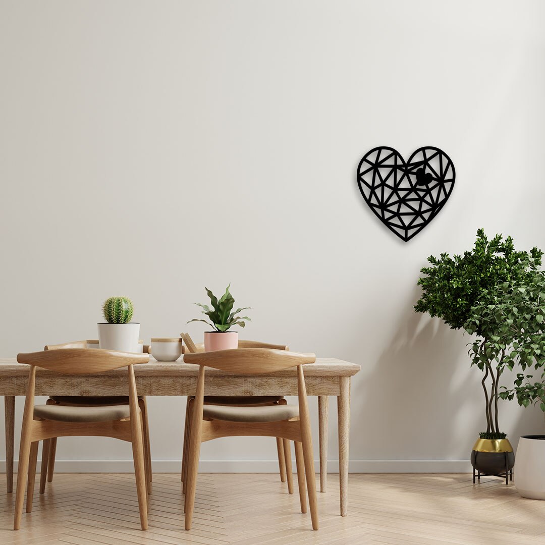 Decor Perete, MDF, Forma Inima, Negru - eMAG.ro