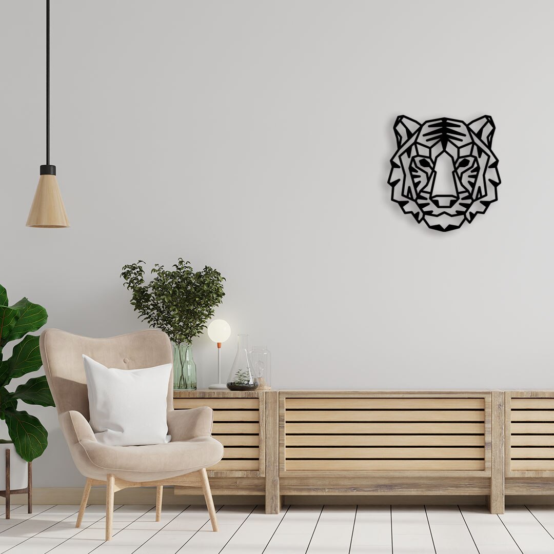 Decor Perete, MDF, Forma Cap Leu, Negru - eMAG.ro