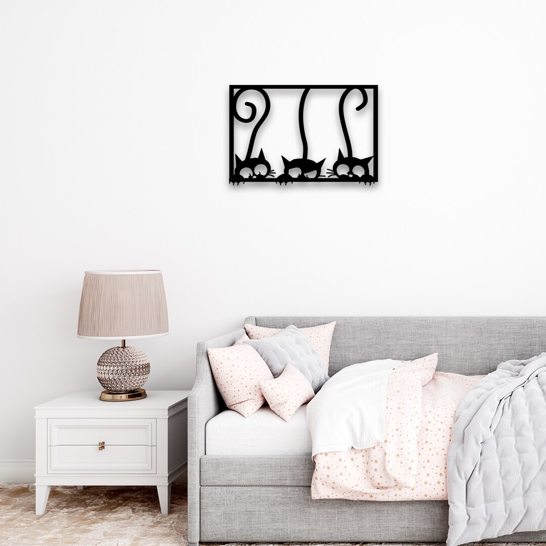 Decor Perete, MDF, Forma Pisica -8, 50cmX40cm, Negru - eMAG.ro