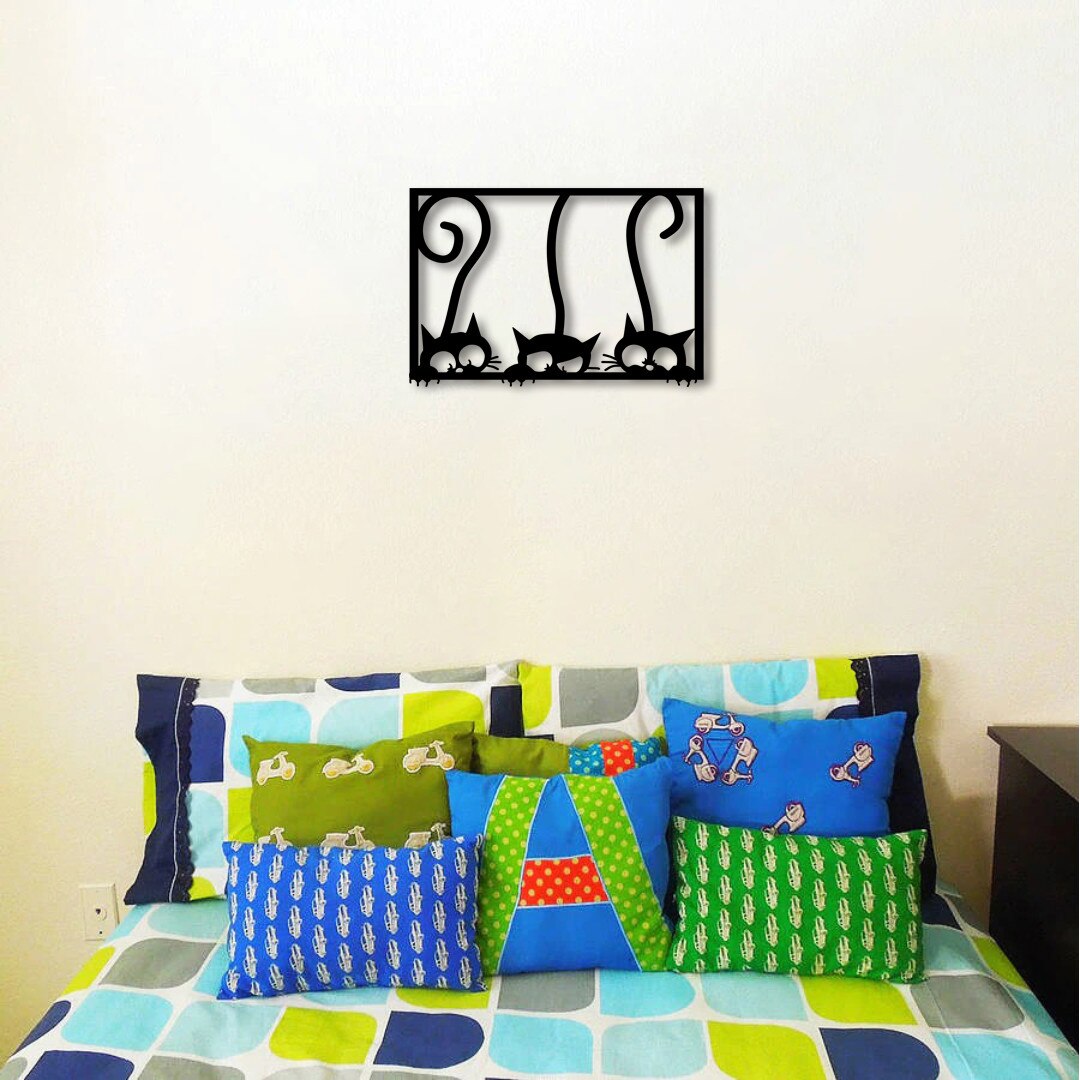 Decor Perete, MDF, Forma Pisica -8, 50cmX40cm, Negru - eMAG.ro