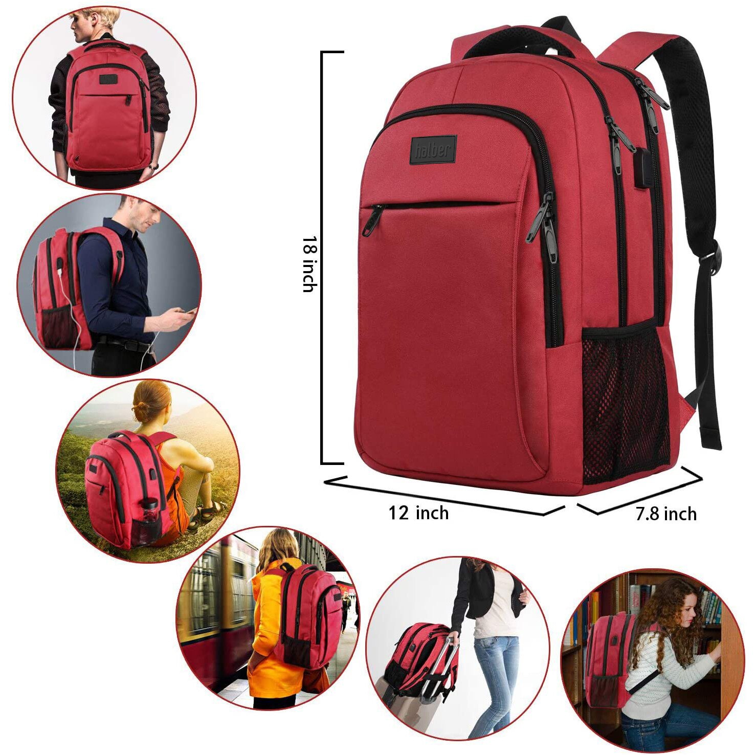 Раница за лаптоп Halber Pro Style & Storage, 15.6", Червен - eMAG.bg