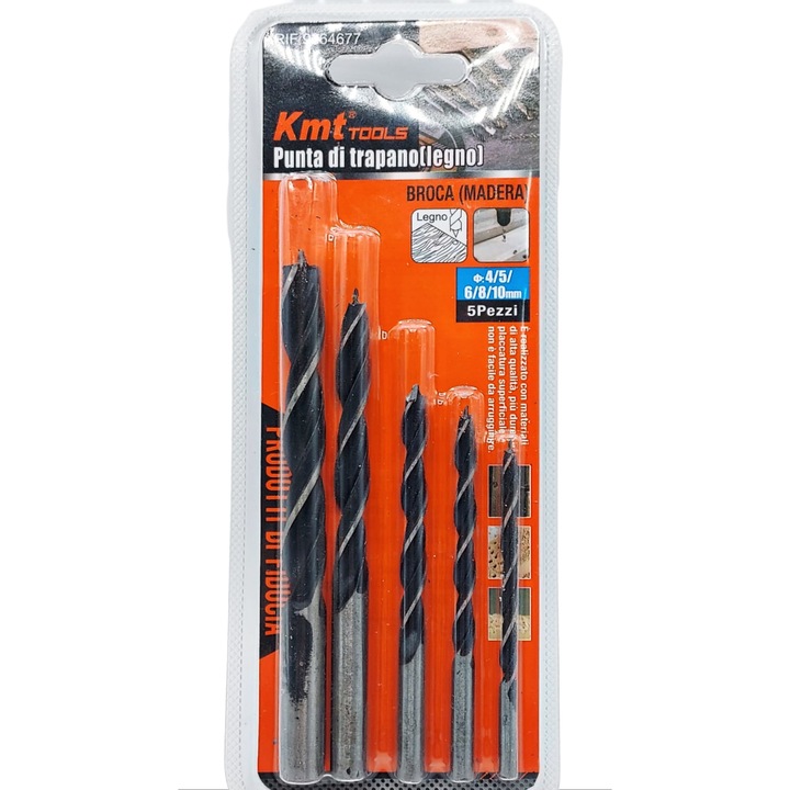 Set de Burghie Pentru Lemn, Kmt Tools, 5 Buc, Otel Inoxidabil - 936477 - eMAG.ro