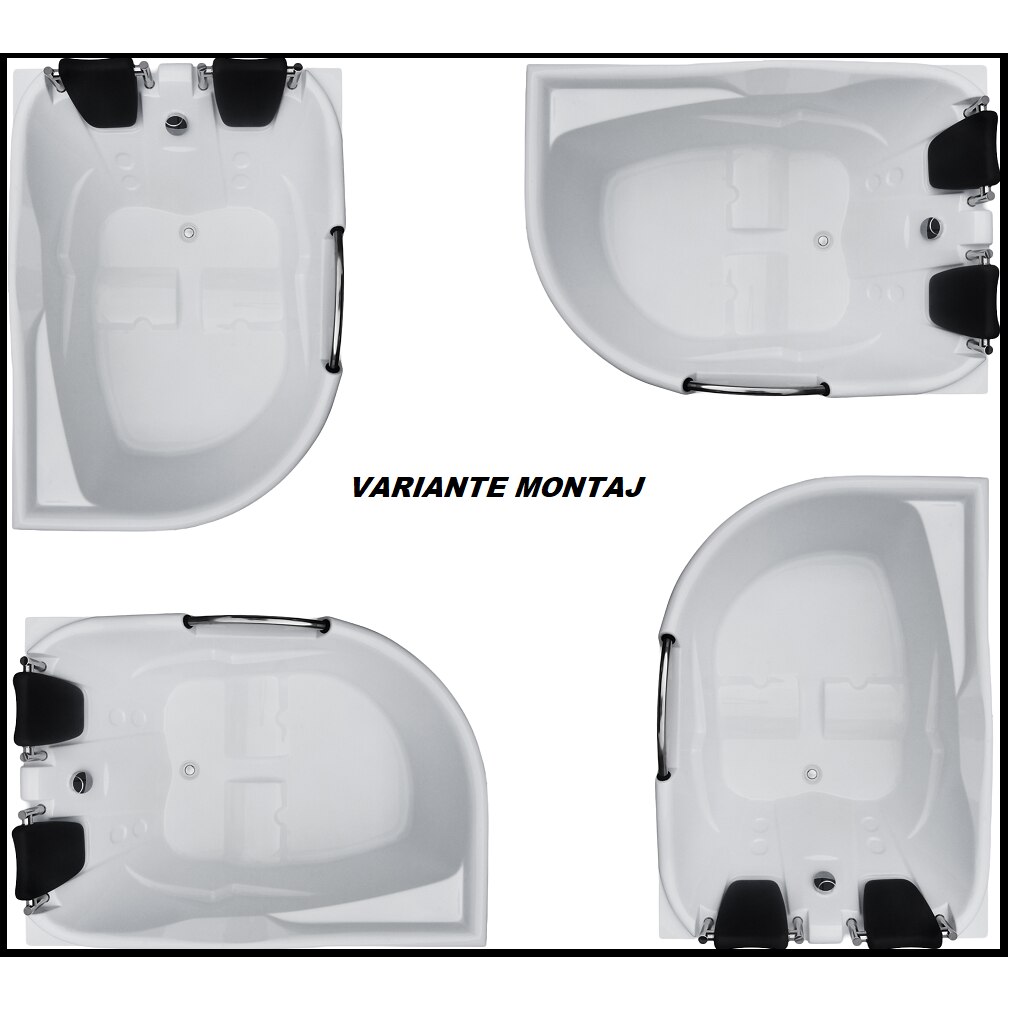 Cada baie acril pe colt 168 x 120 cm, Ceralux Heqet, masca frontala ...