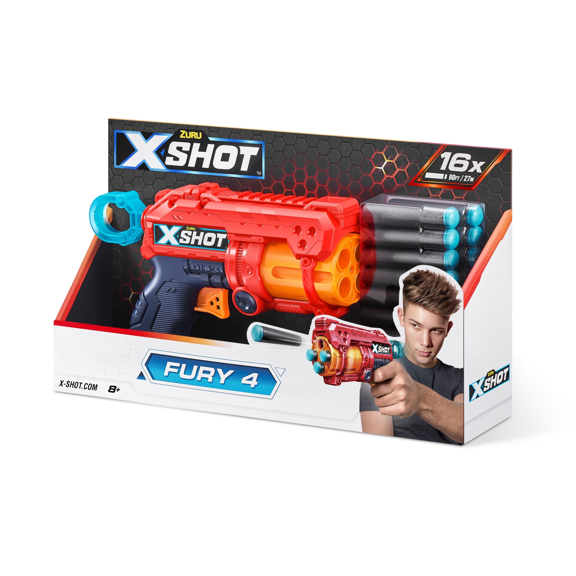 Бластер X-Shot - Excel Fury 4, 16 снаряда - eMAG.bg