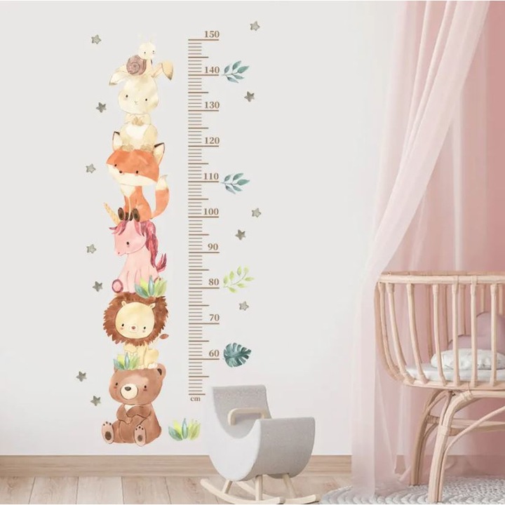 Sticker decorativ perete copii metru, Hippo Store, Jungla, Masurare ...