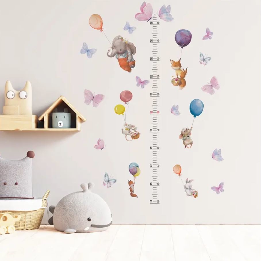 Sticker decorativ perete copii metru, Hippo Store, Fluturi, Masurare ...