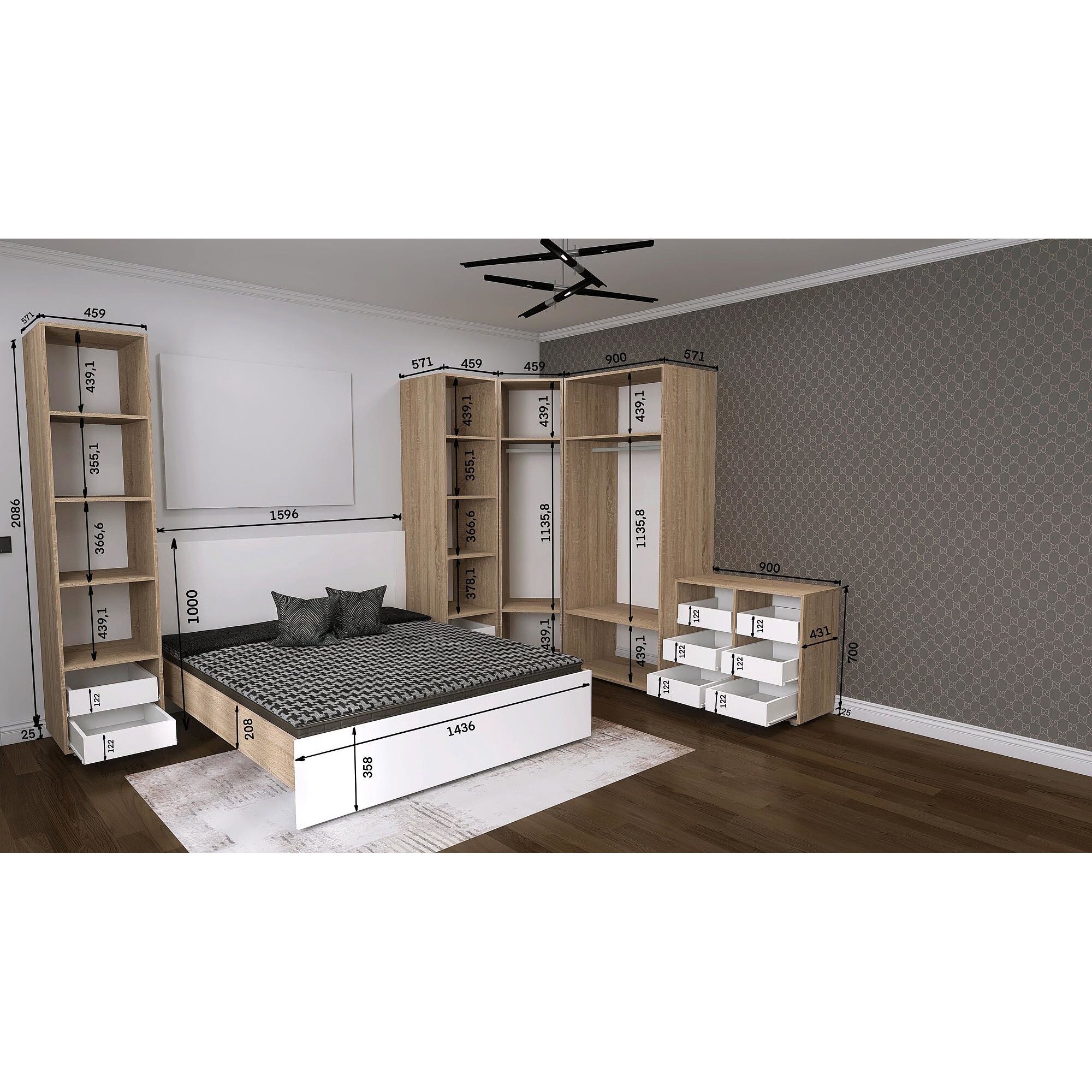 Set Dormitor JUMBO 23, pat 140x200, 4 dulapuri, comoda cu sertare ...