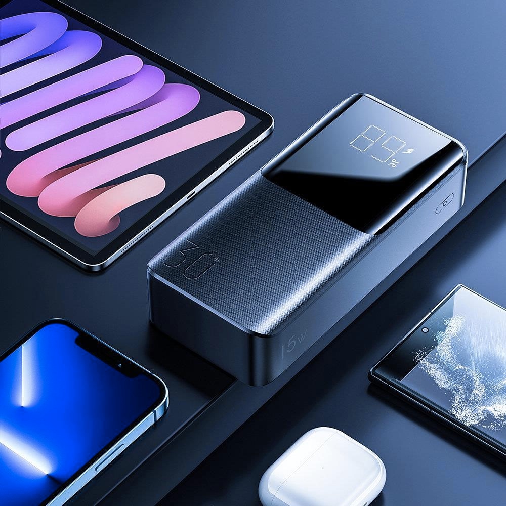 Външна батерия, 15W, 30000mAh, 2x USB, Type-C, Micro-USB, преносимо ...