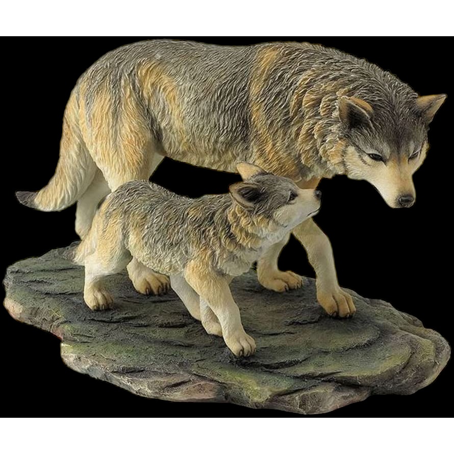 Figurina Lup cu pui, Rasina, 26.5cm, 1.84kg, WU74854AA - eMAG.ro