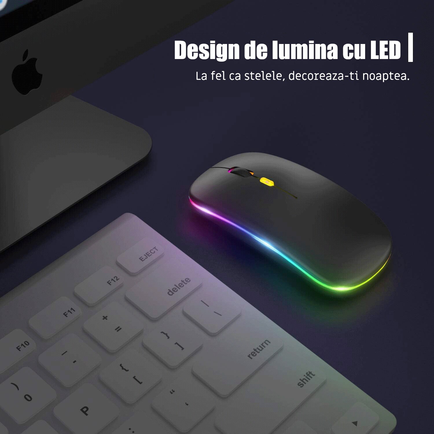 Mouse Dual Wireless USB si Bluetooth 5.0, Vaxiuja, ultra-subtire, click ...