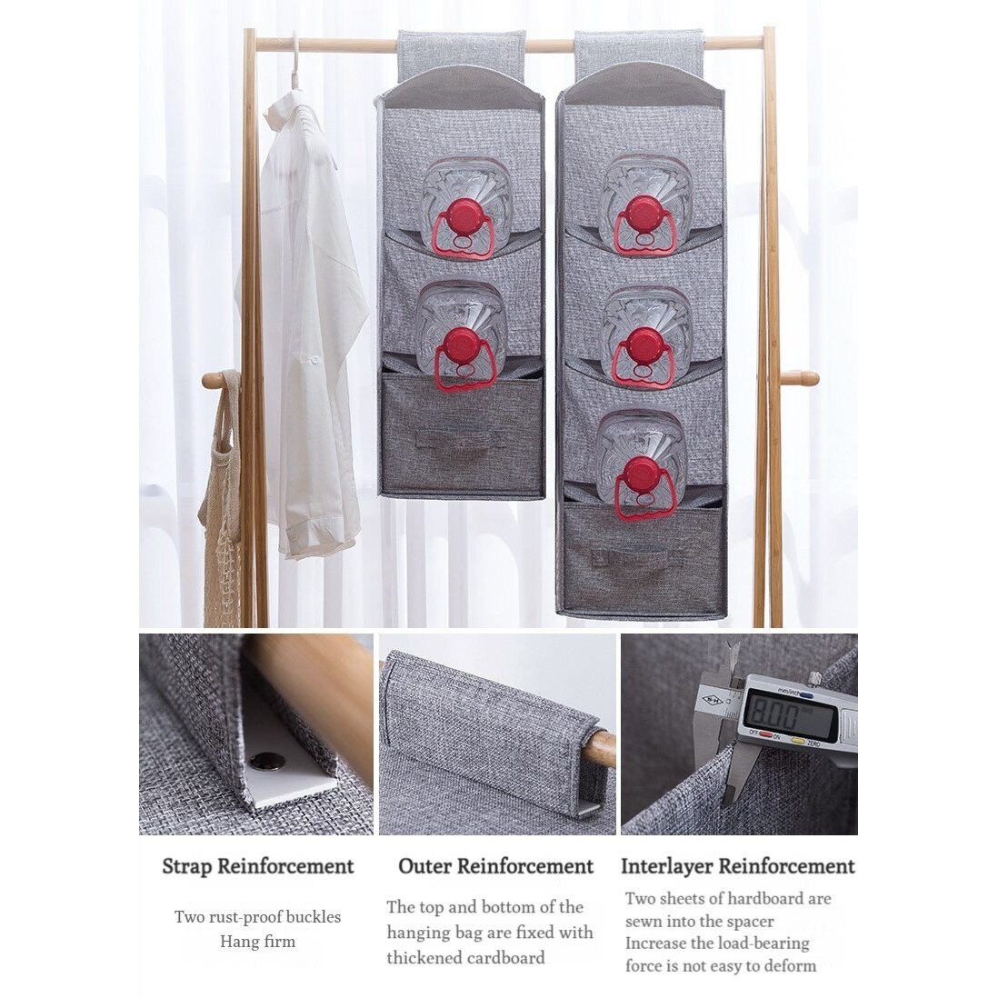 Гардеробен органайзер, WALALLA, 3 части, сив - eMAG.bg