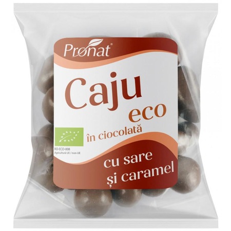 Nuci Caju Glazurate in Ciocolata cu Lapte cu Aroma de Caramel Sarat Bio ...