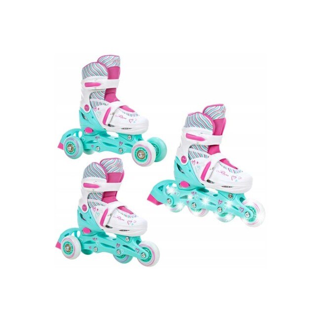 Role Reglabile Raven Loret, Roti cu LED, Turcoaz/Roz, XS(27-30) - eMAG.ro