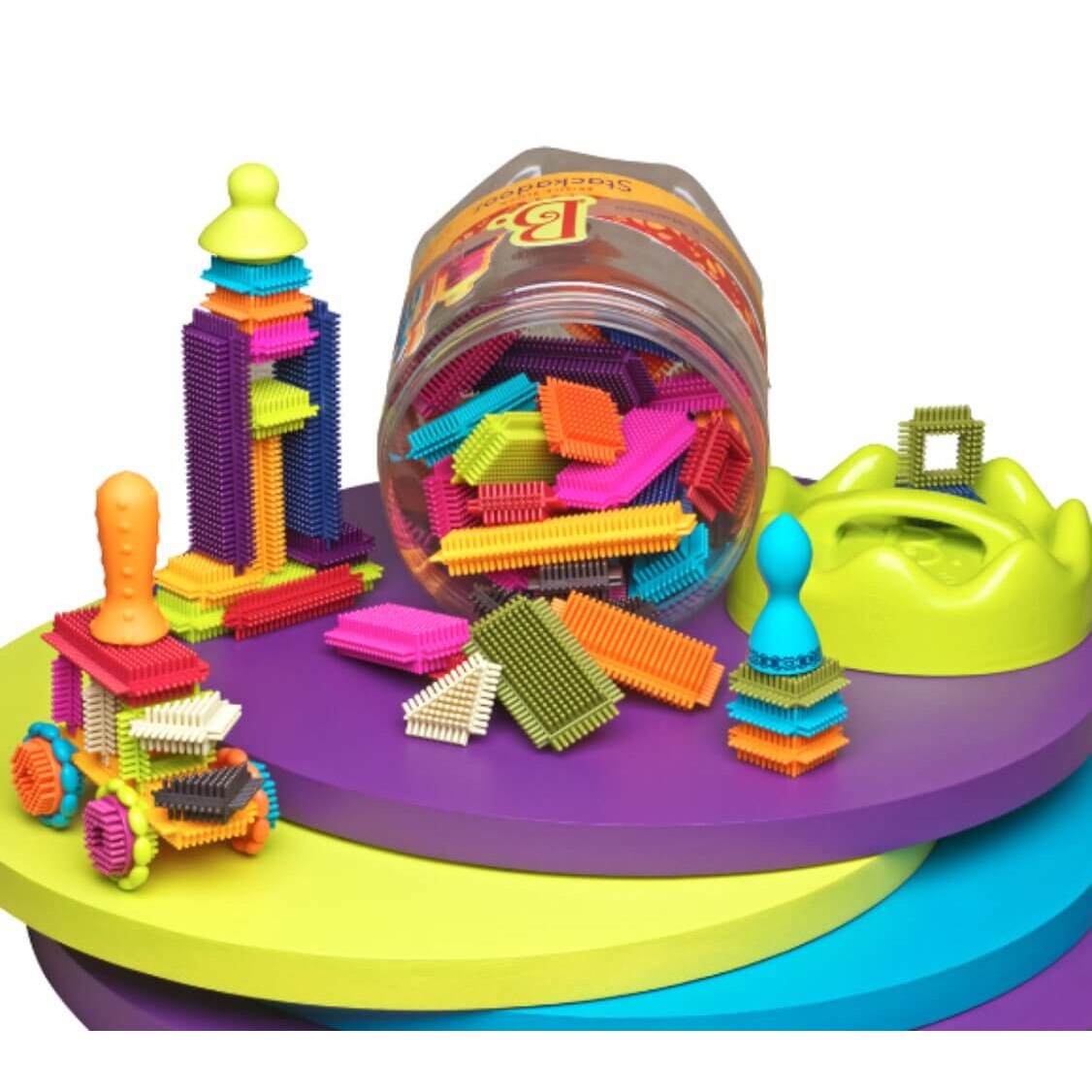Set 68 cuburi de construit, B.Toys, +2ani, Multicolor - eMAG.ro