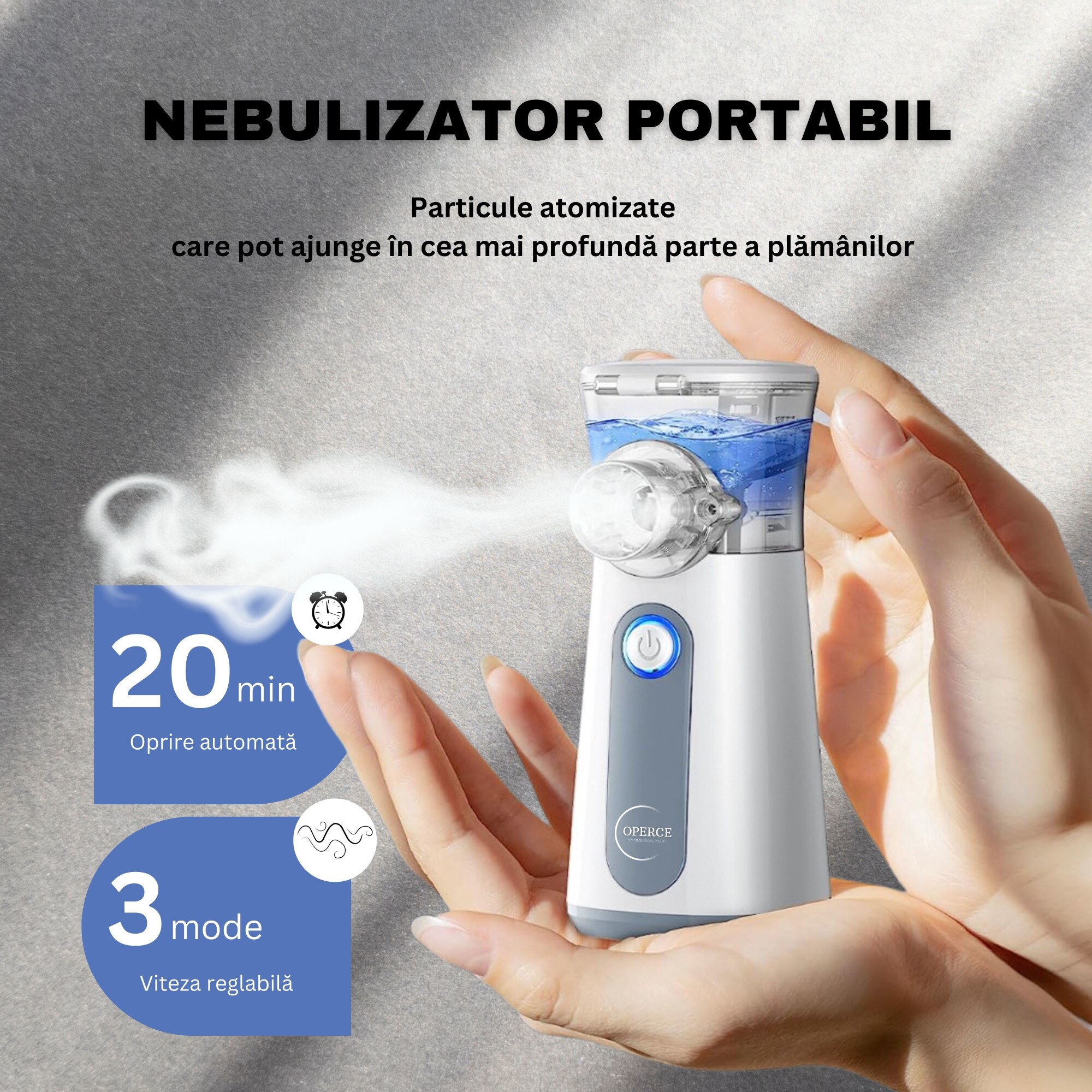 Aparat Aerosoli OPERCE™️ Portabil, Ultrasonic, Zgomot Redus, Putere 0 ...
