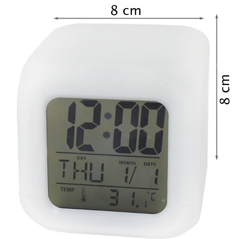 Ceas digital LED, PROCART, 8 melodii, 7 culori, alarma, temperatura ...