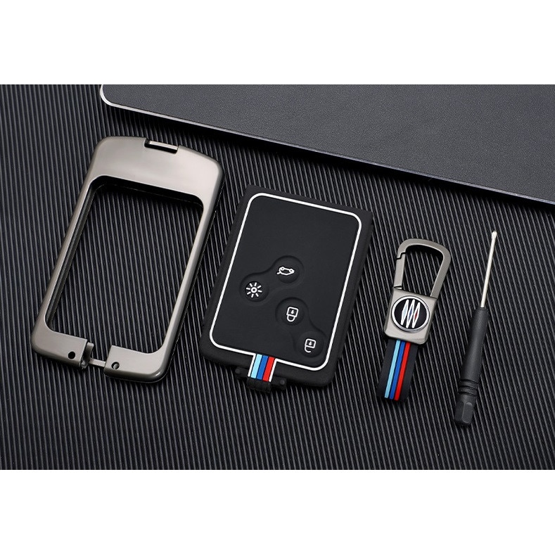 Husa cheie metal negru pentru cheie Renault Duster Captur Clio Logan ...